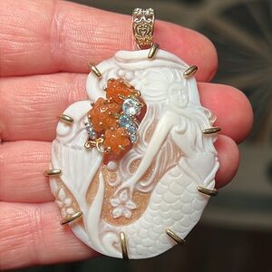 Vintage | Jewelry | Rare Michael Valitutti Mermaid Real Shell Cameo ...